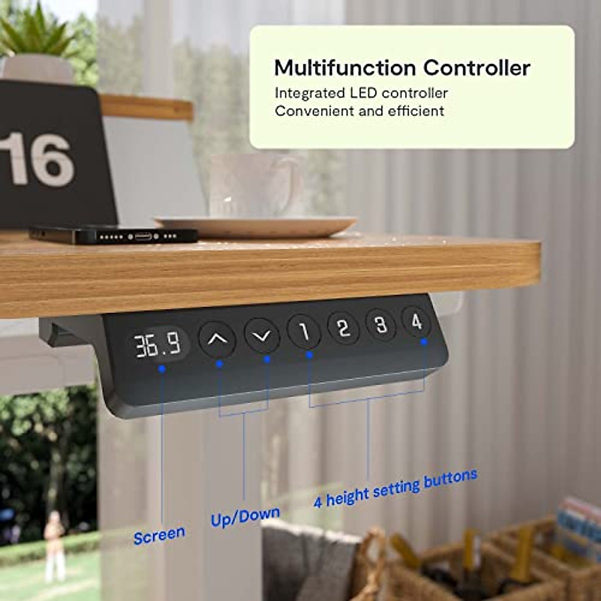 FLEXISPOT E1FR Height Adjustable Standing Desk 55 Inches 2 Tier Electric Sit Stand Up Home Office Desk with Memory Controller Pegboard Ergonomic Workstation (White Frame + 55" Maple Top)