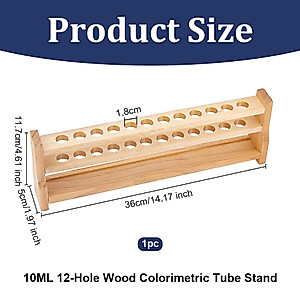 OLYCRAFT 12 Holes Wooden Test Tube Rack 10ML Test Tube Display Stands 18mm Hole Tube Display Racks Wood Colorimetric Tube Stand Centrifuge Tube Rack for Test Tube Chemistry Laboratory 14.2x2x4.6 Inch