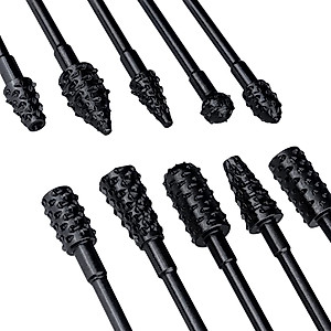 Mesee 10 Pieces Rotary File Rasp Set, 3mm(1/8") Round Shank Rotary Burrs Carbon Steel Carving File Rasp Twist Drill Bits Electric Ginder Rasp Accessory for Woodworking Drilling Engraving