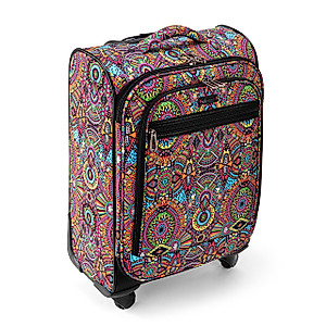 Sakroots On the Go 4 Piece Travel Bundle, Includes 21" Rolling Suitcase, Packable Large Tote, Medium & Small Pouches, Rainbow Wanderlust