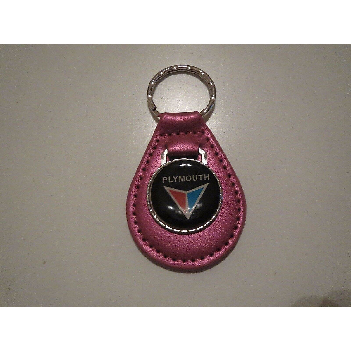 1960's BELVEDERE SAVOY PLAZA FURY VIP VALIANT BLUE & RED LOGO LEATHER KEYCHAIN - MAGENTA