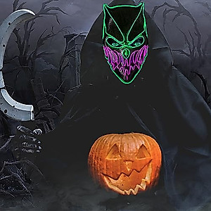 yalanle Halloween Mask LED Light Up Scary Mask Purge Mask with EL Wire 3 Flashing-Modes for Halloween Masquerade Party,Costume Cosplay,Gifts(Green & Pink)