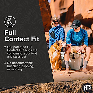 FITS Light Hiker Crew Sock for Men and Women, Made with Merino Wool, Breathable, Odor Resistant, Smart Cushioned Hiking Sock, Navy, Medium