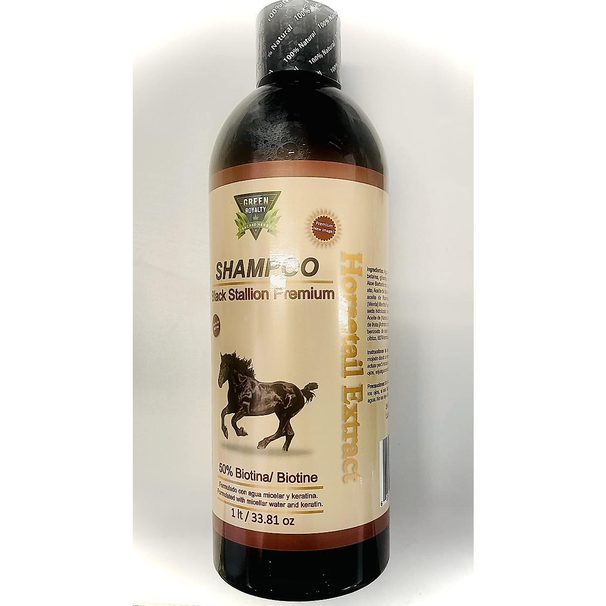 Black Stallion Premium Horsetail Shampoo * New & Improved Formula *Black Stallion Premium Horsetail Shampoo1Lt 50% biotine Shampoo COLA DE CABALLO 1Lt