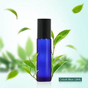 Onwon 6 Pcs Glass Stainless Steel Roller Bottles Cobalt Blue Dropper Included Re-usable 10ml Roll-ons Perfect For Essential Oils, Perfume Oils, Or Other Liquids