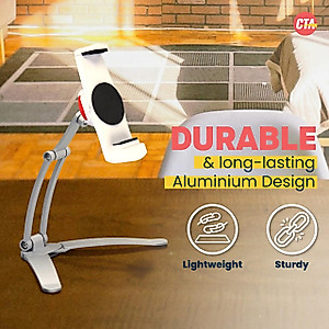 3-in-1 Tablet Mount – CTA Multipurpose Support Desk Base for All iPad Tablets 7-13" - Made for Wall Mount - Under Cabinet & Desk Mount - Silver (PAD-KMS)