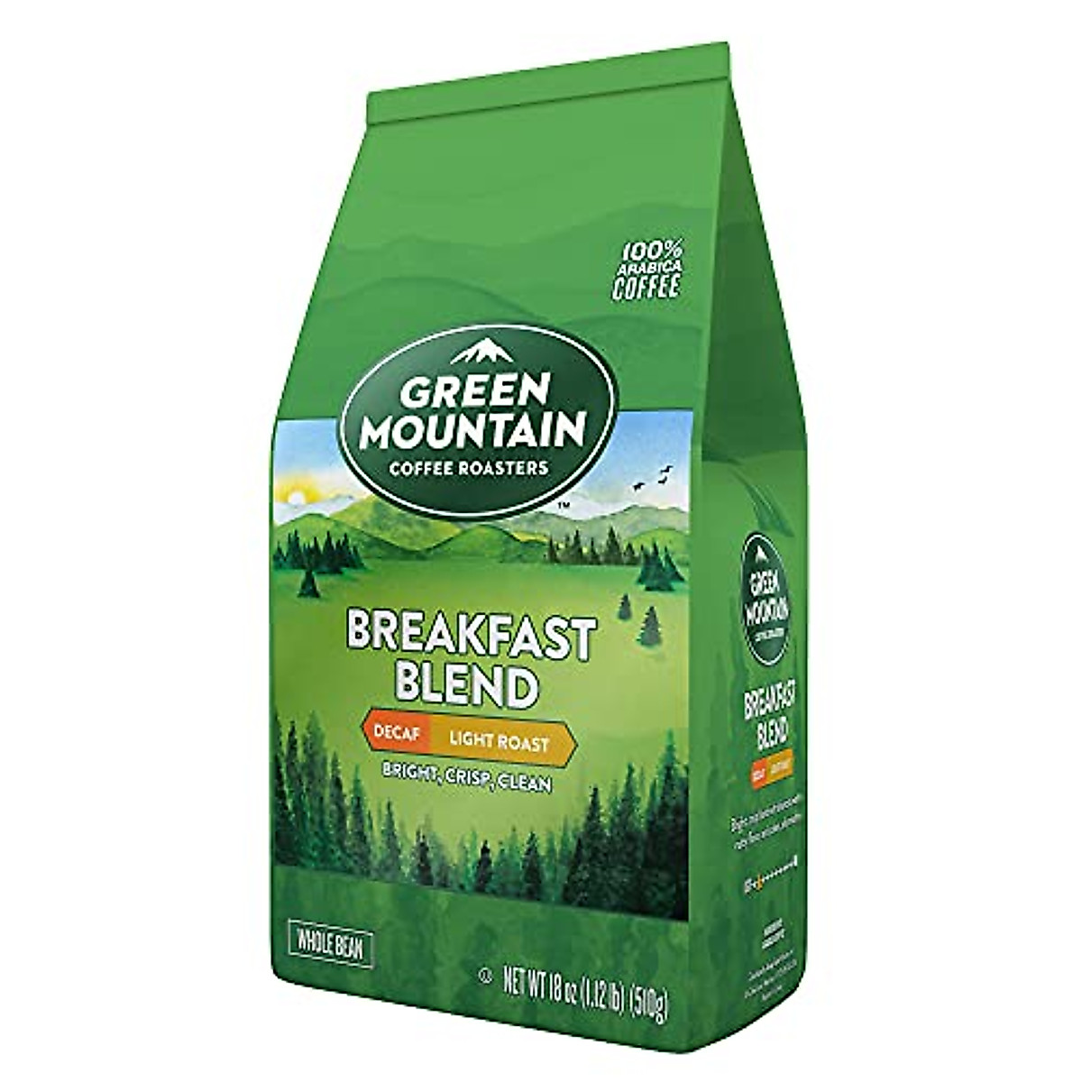 Green Mountain Coffee Roasters Breakfast Blend Decaf, Whole Bean Coffee, Bagged 18 oz