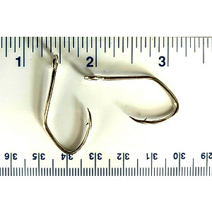 100 Gerry's Tackle 2X Strength Nickel Sickle Open Eye Siwash Fish Hooks Size 1/0
