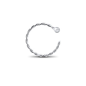 14k White Gold Nose Hoops Twisted Open Nose Rings 5/16" - 8mm 20G