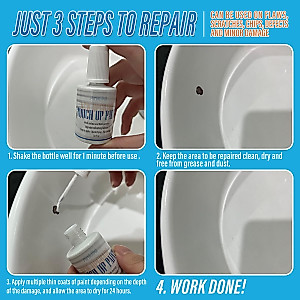 Porcelain Sink Touch Up Paint, High-Gloss Porcelain Repair Kit White & Appliance Paint for Chips, Scratches, Cracks and Spots on Enamel, Acrylic, Porcelain, Sinks, Tubs, Bathtub, Appliances, Metal, Tiles in Kitchen and Bathroom. (Gloss White)