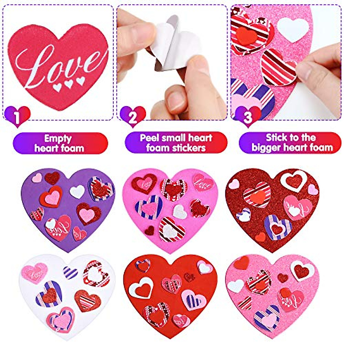 Zonon Total 402 Pieces Valentines Heart Doilies and Self-Adhesive Heart Foam Stickers Valentines Foam Heart Craft Set for Valentine's Day Wedding DIY Craft Supplies Ornaments