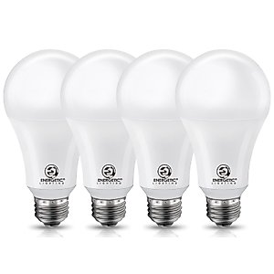 Energetic Lighting Super Bright 50/100/150W 3-Way A21 LED Light Bulb, 800/1600/2200 Lumens, 5000K Daylight, Non-dimmable, E26 Base, UL Listed, 4-Pack