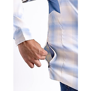 Club Ride Apparel Go Long - Men's Flannel Long Sleeve Shirt - Cream n Blue - L