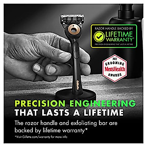 Gillette Razor for Men with Exfoliating Bar Gold Edition by GilletteLabs, Includes 1 Handle, 3 Razor Blade Refills, 1 Travel Case, 1 Premium Magnetic Stand