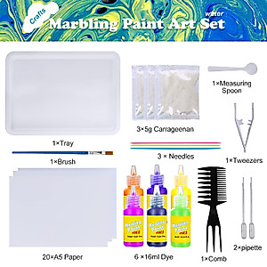 MFJL Marbling Paint Crafts Kit for Kids - Arts and Crafts for Girls & Boys - Ideas Art Kits for Kids Age 3-5 4-8 8-12 (Paint on Water)