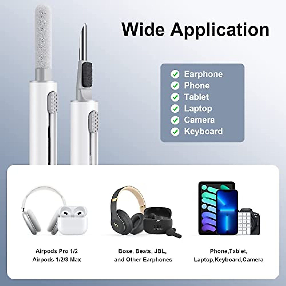 AirPods Cleaner Brush for AirPods 1 2 Pros 3-in-1 Cleaner Kit for Bluetooth Earphones and Case