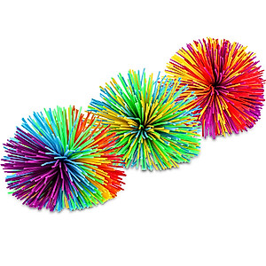 8 Pieces Monkey Stringy Balls Sensory Fidget Stringy Balls Soft Rainbow Pom Bouncy Stress Balls with Storage Bag, Multicolor (2.75 Inch 8 Pieces)