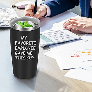 My Favorite Employee Gave Me This Cup Travel Tumbler, 20 Oz Insulated Stainless Steel Tumbler with Lid, Funny Bosses Day Birthday Gift for Men Boss Manager Director Supervisor Team Leader, Black