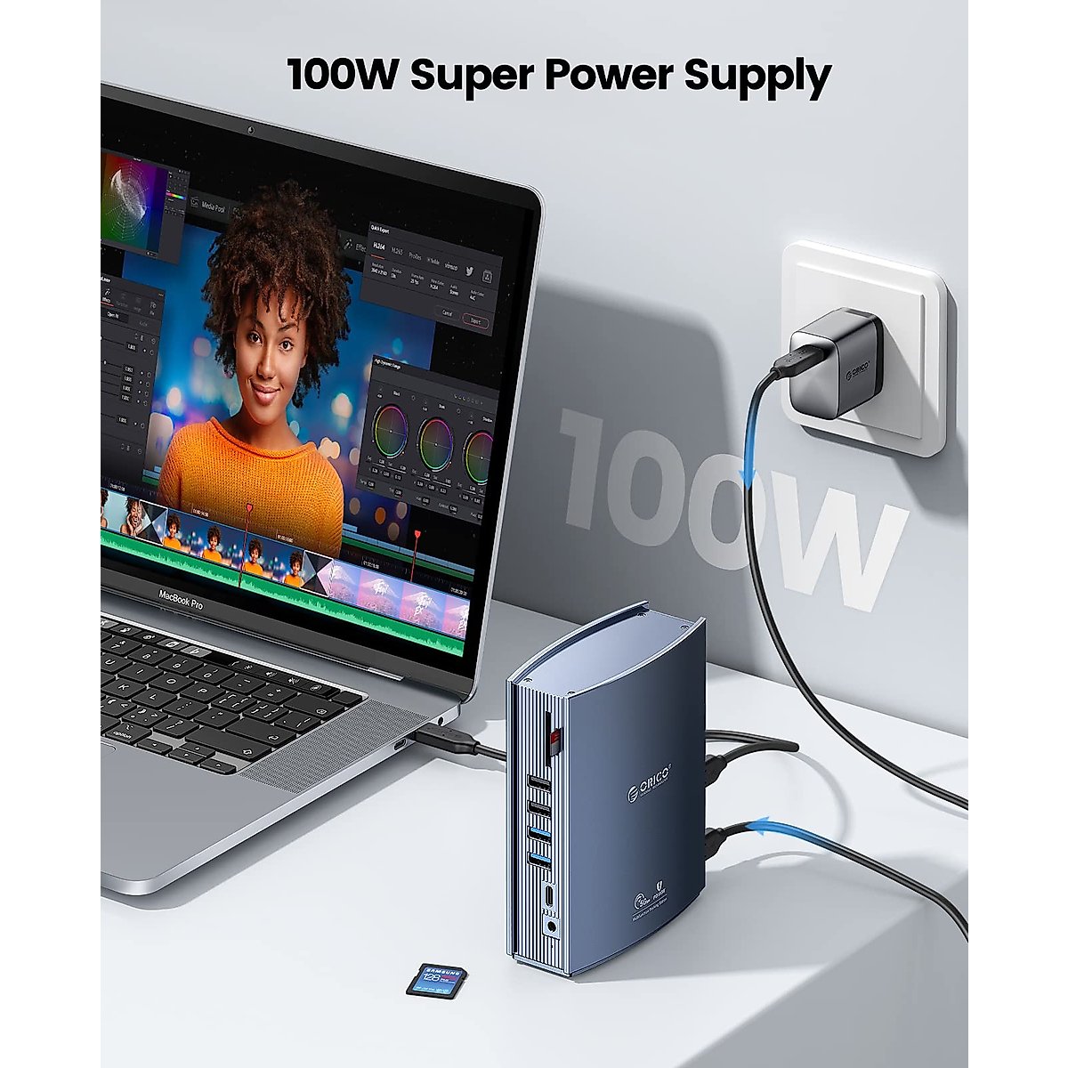 ORICO MacBook Docking Station for MacBook Pro M1, Mac, Window, 15 in 1 USB C Triple Display Docking Station with Dual Moniter 4K HDM, 8 USB Ports, Display Port, 100W PD, RJ45, 3.5mm Audio, TF/SD