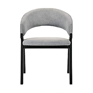 Armen Living Talulah Fabric and Veneer Dining Side Chairs-Set of 2, 19" Seat Height, Gray/Black