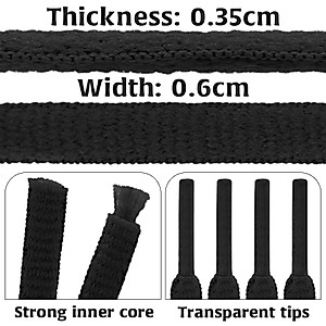 DELELE 2Pair Oval Shoes laces 42 Colors Half Round 1/4" Athletic ShoeLaces for Sport/Running Shoes Shoe Strings Black -45 inch