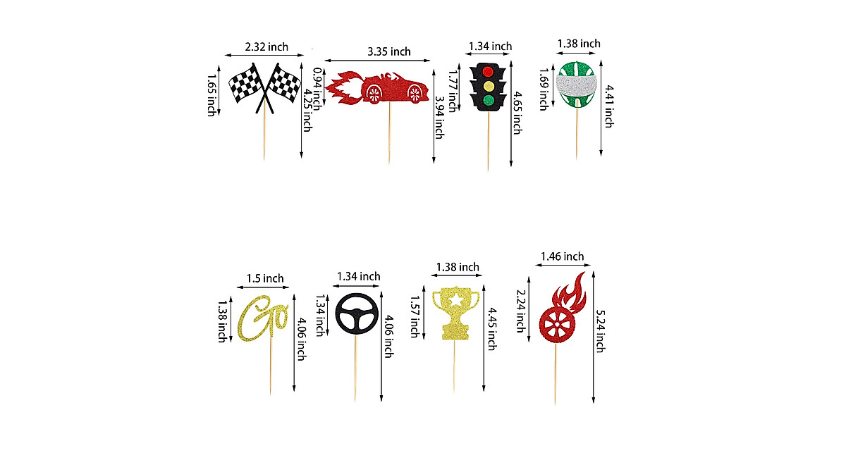 Race Car Cupcake Toppers - 24PCS for Racing & Sports Themed Parties
