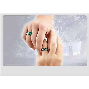 Blowin 6mm Romantic ECG Heartbeat Mood Ring Stainless Steel Womens Wedding Band (Her Size 8)