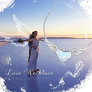 Angel Wings Necklace for Women 925 Sterling Silver Opal Angel Wings Necklace Guardian Angel Wings Necklace Opal Necklace Jewelry Gifts for Women