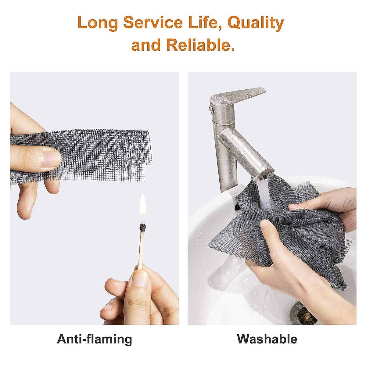 MAGZO Window Screen Replacement Mesh 48"W x 99"L - DIY Adjustable Polyester Pet Proof Screen Door Mesh for Patio Window Screen Repair Kit, Durable, Washable, Gray