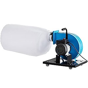 Mophorn 1HP Dust Collector, 537 CFM Wheeled Jet Dust Collection, Potable 15-Gallon Bag Dust Collector, 30 Micron Bag Filtration Dust Collector, Dust Collector Central Machinery System