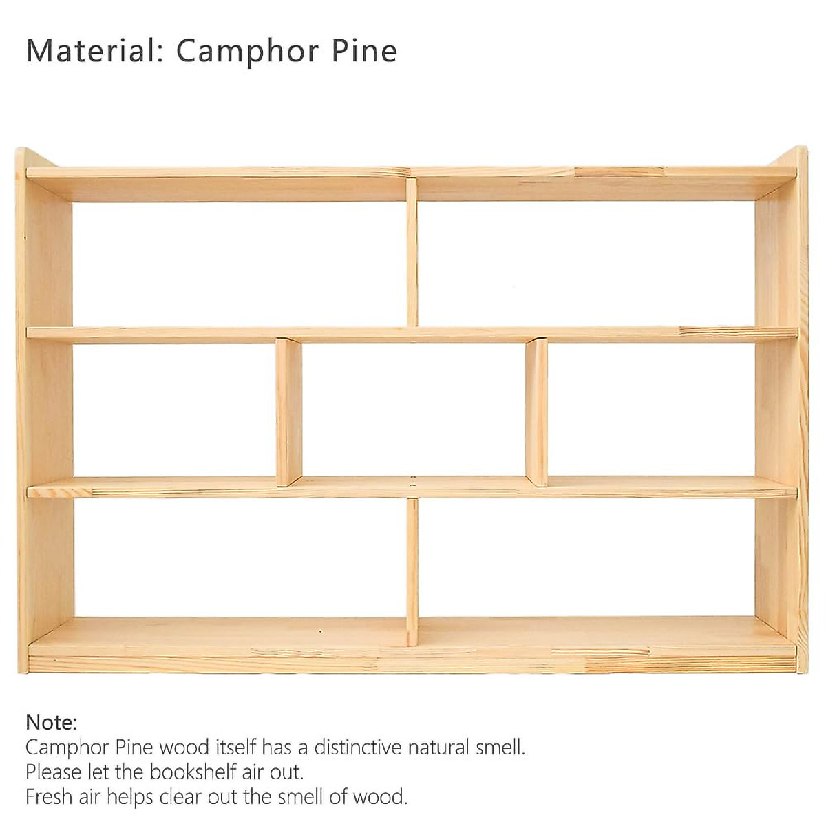 Morimoe 5/7-Compartment Book Shelf for Organizing Books Toys, Solid Wood, Perfect for Playroom, Kids Room, Nursery, Kindergarten (7-Compartment)