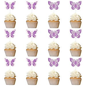 iNINGER Birthday Candles,Number 4 Candle,Butterfly 4th Birthday Decorations for Women/Girl,Cupcake Candle for Party,Purple Handmade Sequin Numeral Candle Wedding Cake Topper Anniversary Party Decor