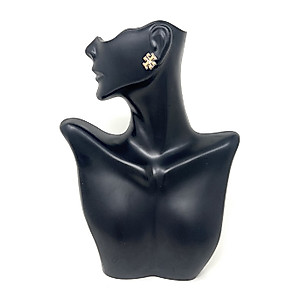 Tory Burch Extra Large Logo Stud Earring Two Toned Gold Silver 5/8'' WIde, Multi