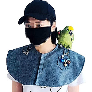 Parrot Anti-Scratch Shoulder Protector Multi-Purpose Bird Shoulder Shawl Bird Diaper Pad for Parakeets Cockatiels Conures Macaws Finches Lovebird Hang Bird Anklet & Toys (Shoulder Protector-Blue)