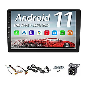 Double Din Car Stereo 10 Inch Capacitive Touch Screen Radio with Carplay and Android Auto,GPS Navigation,WiFi,Fm/RDS Radio,with Backup Camera,1+16g