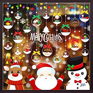 MISS FANTASY Christmas Window Clings Decorations 10 Sheets Large Merry Christmas Snowflake Window Stickers Decals for Glass Window Double Sided Christmas Decorations for Home Office School Classroom