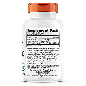 Doctor's Best Black Garlic Extract ABG10+ ® 250mg Supports Healthy Blood Pressure Cholesterol Boost Immunity Potent Antioxidant, 60 Count