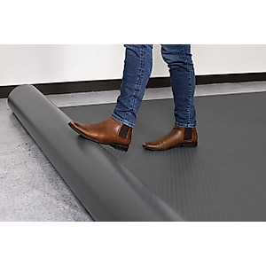 G-Floor Seamless Sheet Vinyl Shed Flooring Cover with Bonded Fibrous Backing - Small Coin Pattern (8' x 8', Slate Grey)