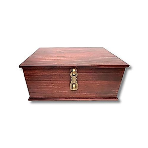 Better World Bio Wooden Storage Box with Hinged Lid and Metal Latch, Velvet Interior, Memory Box for Keepsakes, Trinket Box, Antique Style Decorative Box, 11"x8"x5" (Without Velvet Interior)
