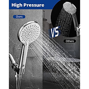 High Pressure Handheld Shower Head VMASSTONE 3-Setting Shower head Kit - Jet Water Mode - with 59" Stainless Hose and Adjustable Mount Excellent Replacement for Bath Showerhead (HM-001 Chrome)