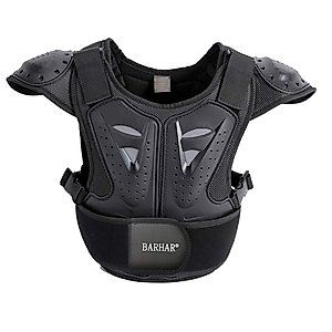 BARHAR Kids Dirt Bike Body Chest Spine Protector Armor Vest Protective Gear for Dirtbike Bike Motocross Skiing Snowboarding Black (S for Height 39"-45")