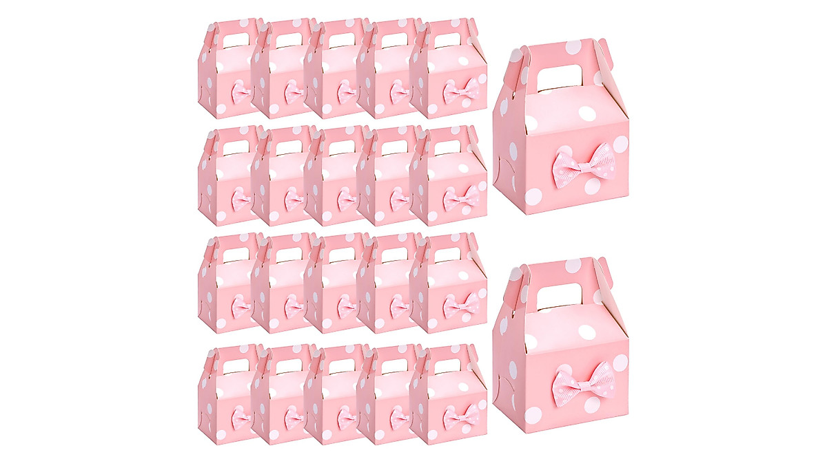 VGOODALL 30PCS Pink Polka Dot Favor Boxes for Parties