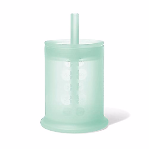 Olababy 100% Silicone Training Cup with Straw Lid (Mint) and Training Spoon Set Bundle