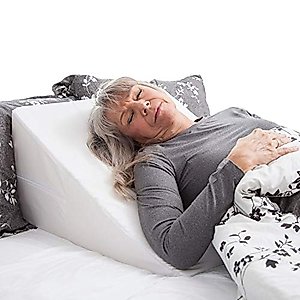 DMI Bed Wedge Pillow and Triangle Wedge with Elevated Incline for Neck Pain, Headaches, Reflux, Shoulders, Back Pain, Foot Support, Knee Pain or Restless Leg Syndrome, 24x24x12 inches, White