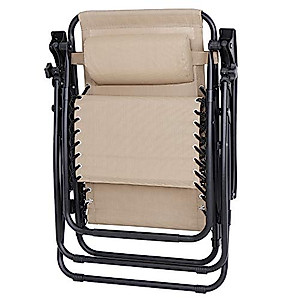 ZENY Zero Gravity Lounge Chairs Set of 2 Adjustable Folding Recliners with Cup Holders and Headrest for Patio, Pool Deck Beach Yard