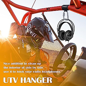 UNIGT 2 Pack UTV Hook for Hanging Headsets, Helmet and Goggles, Multipurpose Carabiners for Electric Scooter Owner Fits 1.5-2.0" SXS Roll Cage Accessory Hook Hanger- Black