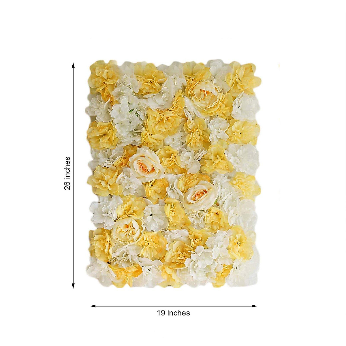 Tableclothsfactory 13 Sq ft. | 4 Panels UV Protected Lifelike Assorted Silk Flower Wall Mats Panel Photo Booth Garden - White | Champagne