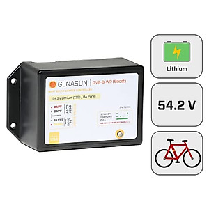 Genasun GVB-8-Li-54.2V-WP, 8 A (Input) 350 W Solar Panel, Waterproof Voltage Boosting MPPT Solar Charge Controller for 13S Lithium Batteries (eBikes)