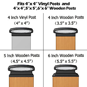 Siedinlar Solar Post Cap Lights Outdoor, 2 Modes 24 LED Solar Powered Fence Deck Light for 4x4 5x5 6x6 Posts Garden Patio Decoration Warm White & Cool White, Black (2 Pack)