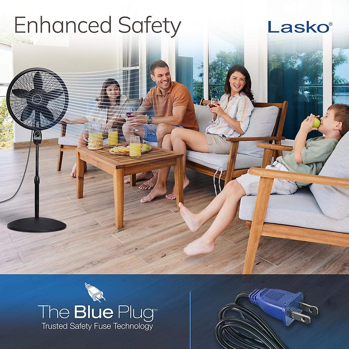 Lasko 1843 18″ Remote Control Cyclone Pedestal Fan with Built-in Timer, Black Features Oscillating Movement and Adjustable Height